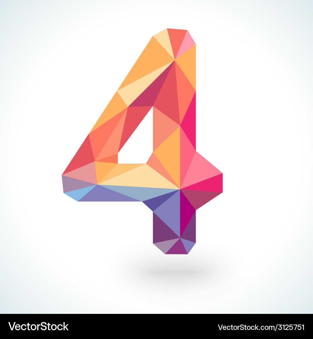 Number four in modern polygonal crystal style Vector Image
