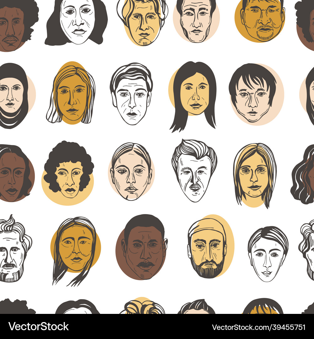 Peoples faces pattern Royalty Free Vector Image