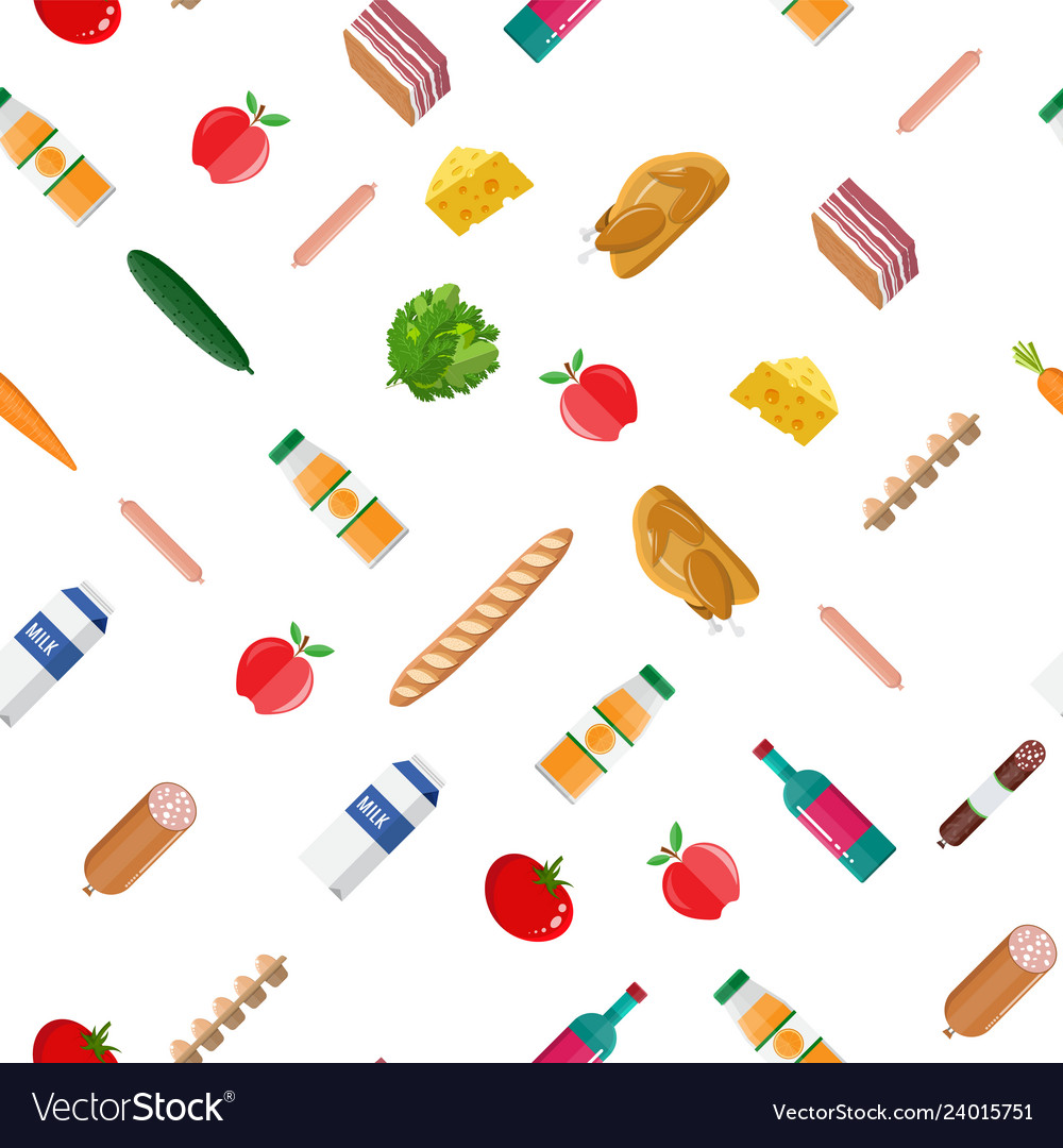 Seamless grocery set pattern Royalty Free Vector Image