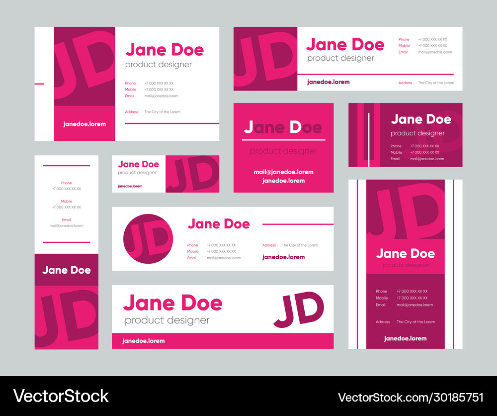 Set pink business cards for designer Royalty Free Vector