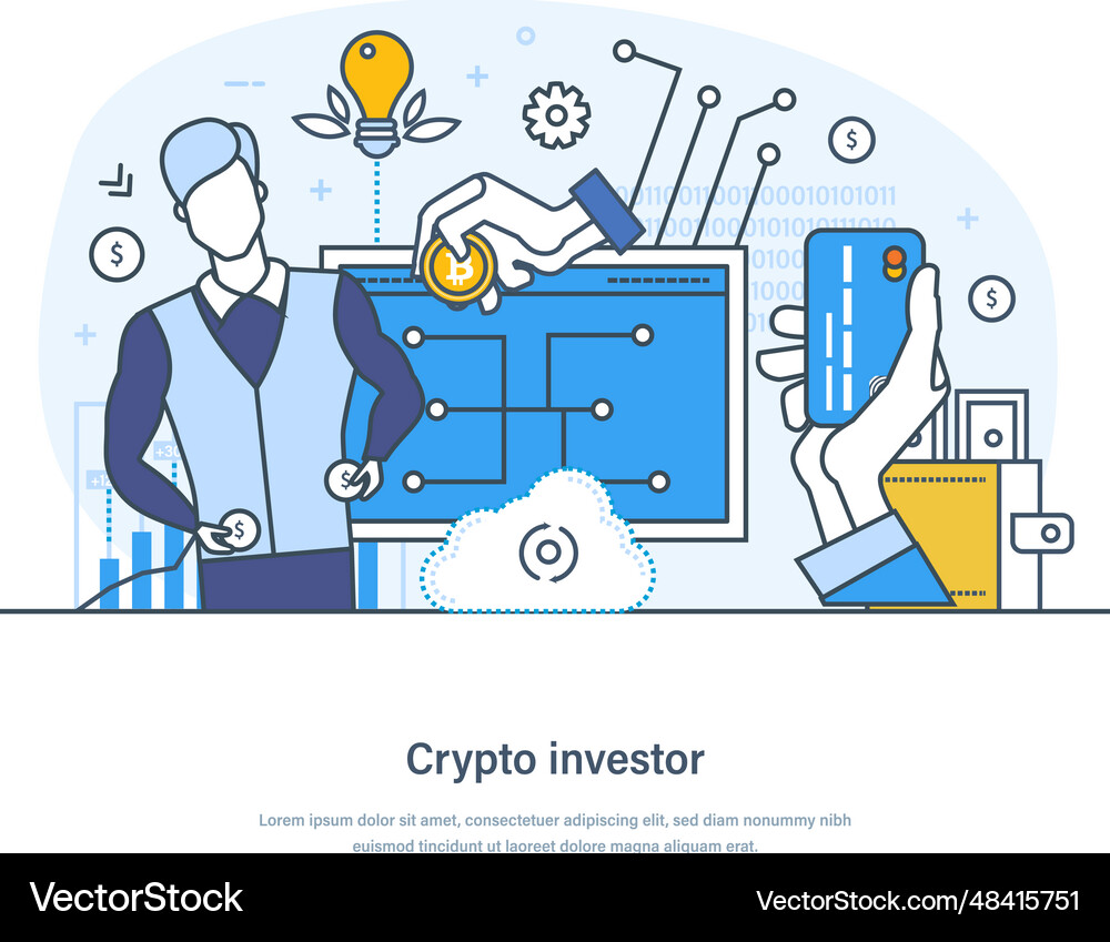Successful crypto investor making profit Vector Image
