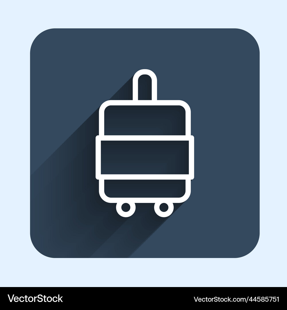 White line suitcase for travel icon isolated Vector Image