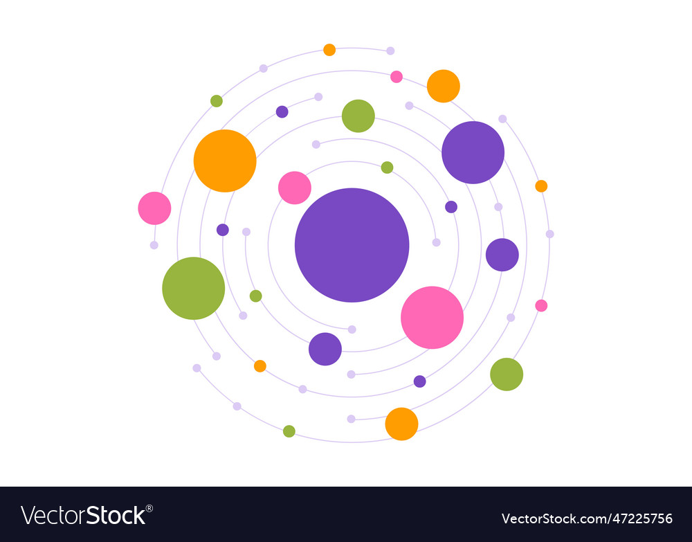 Abstract Social Network With Polygonal Circles Vector Image