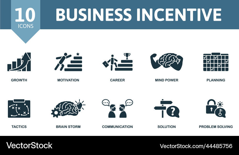 Business incentive icon set monochrome simple Vector Image