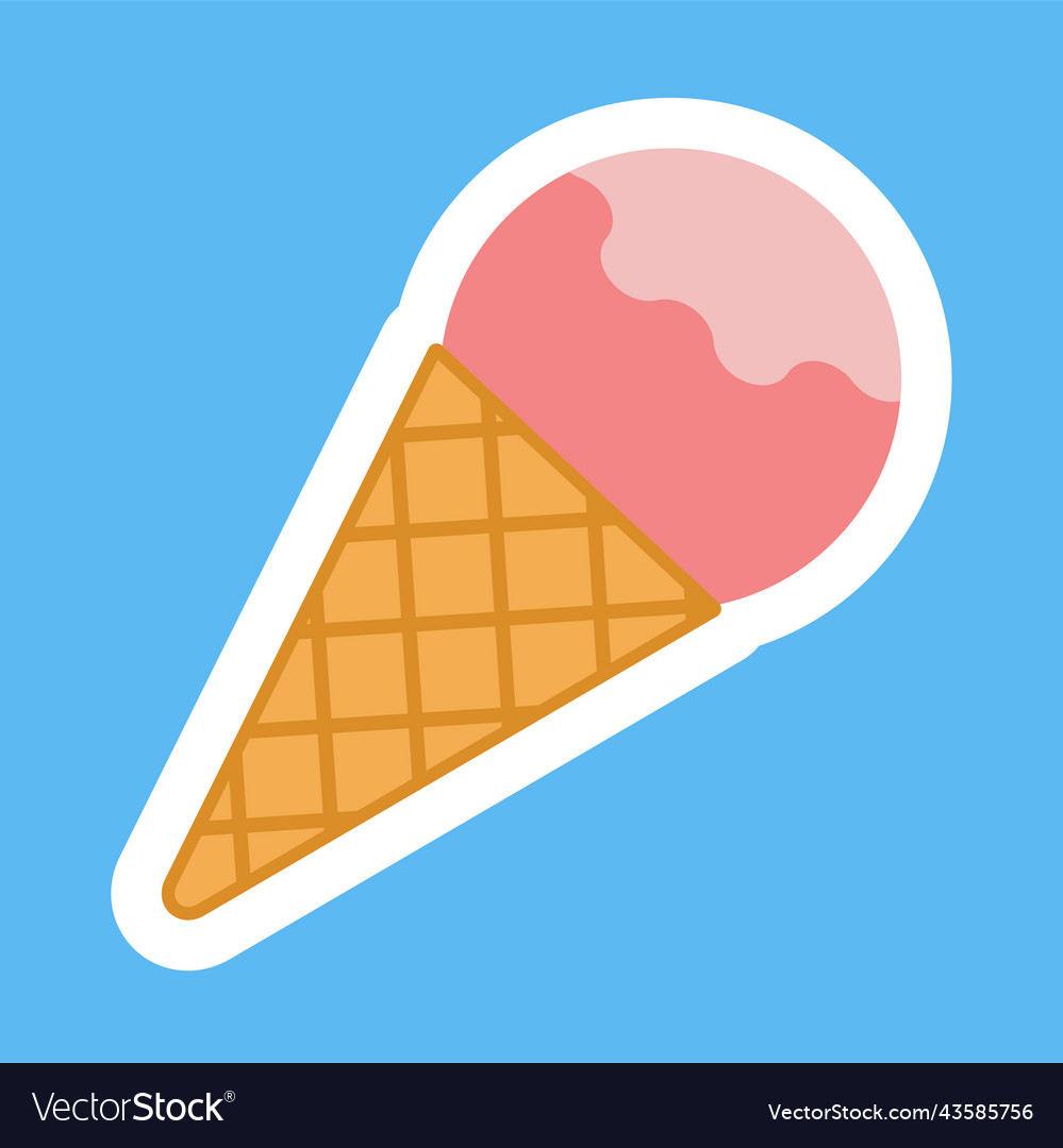 Fruit Scoop Of Ice Cream In A Waffle Cone Vector Image