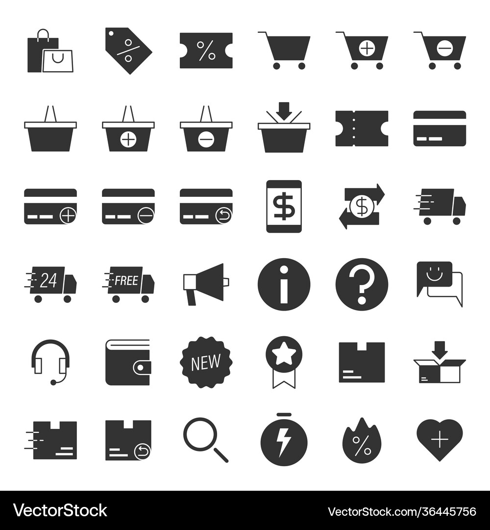 Glyph e-commerce icons Royalty Free Vector Image