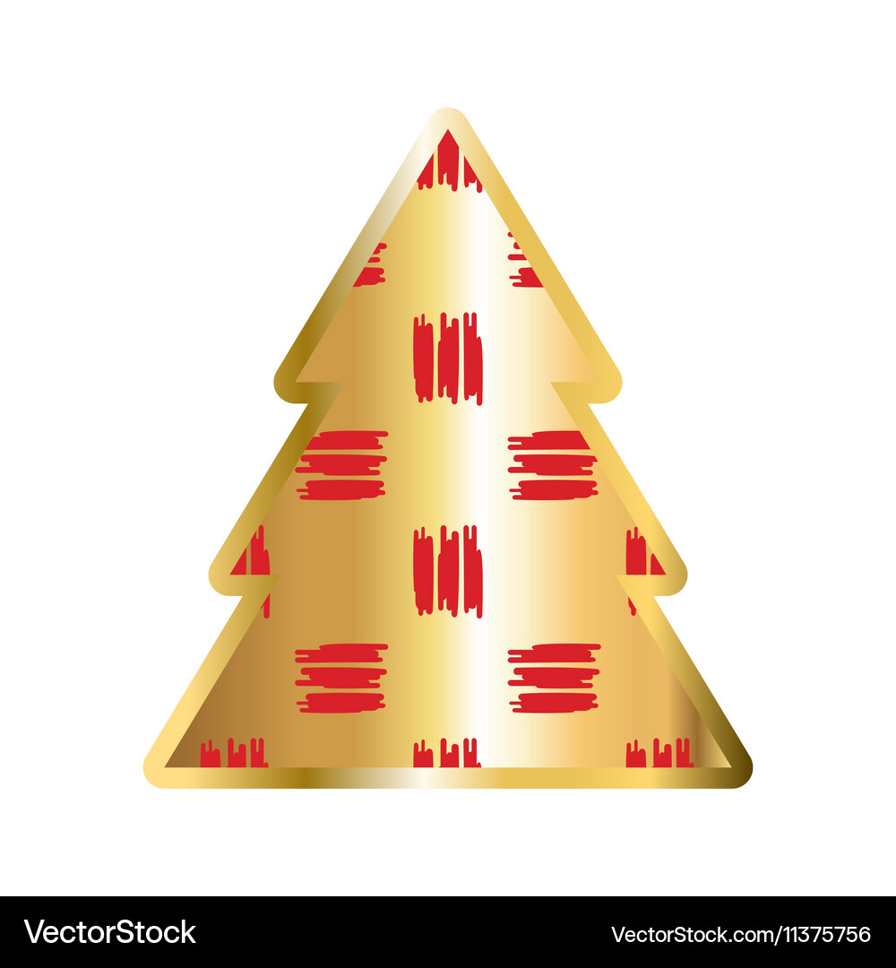 Gold and red christmas tree icon Royalty Free Vector Image