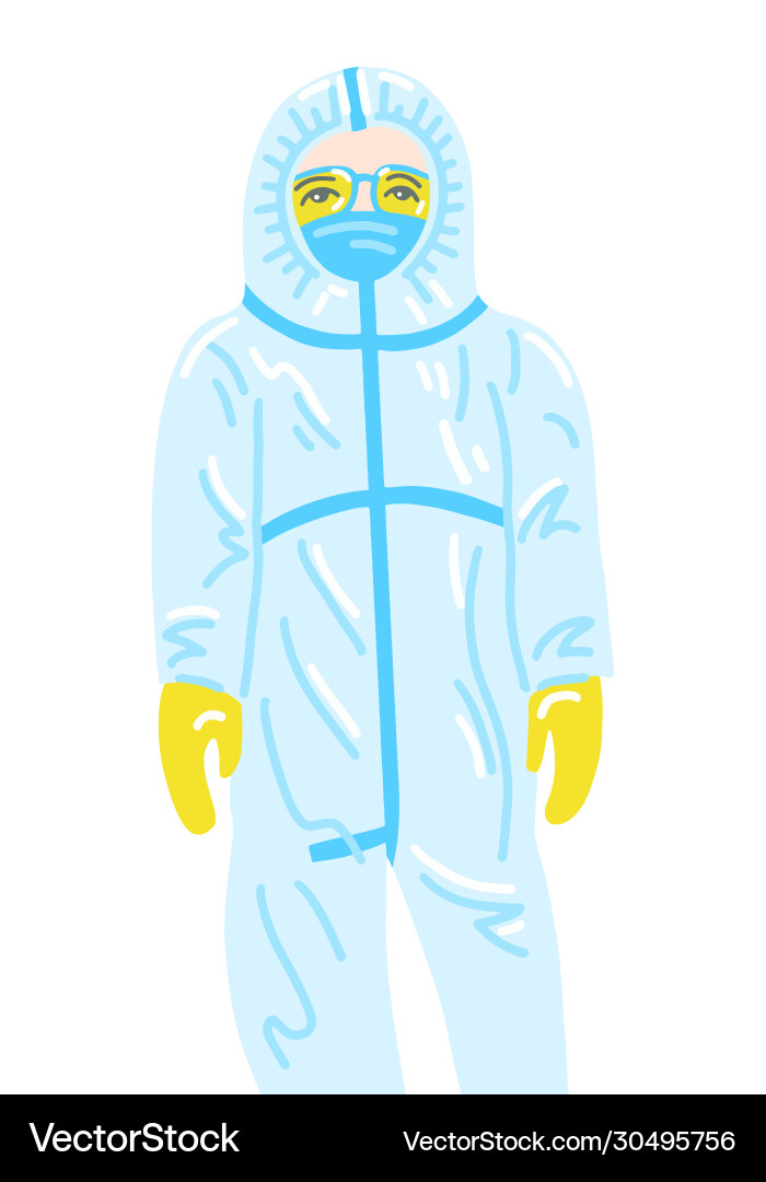 Hand drawing doctor in disposable protective Vector Image