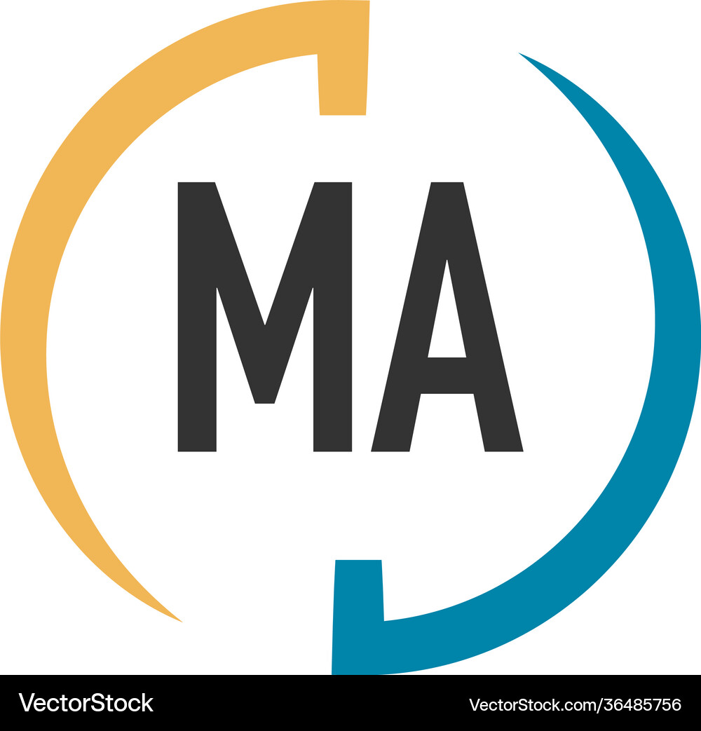 Initial letter ma swoosh design logo concept Vector Image