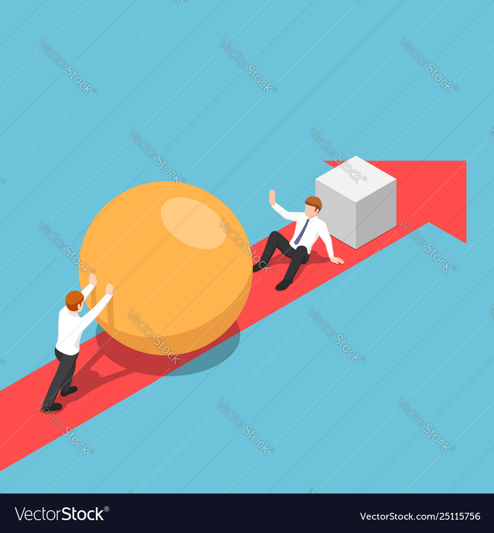 Isometric Businessman With Sphere Go Faster Than Vector Image