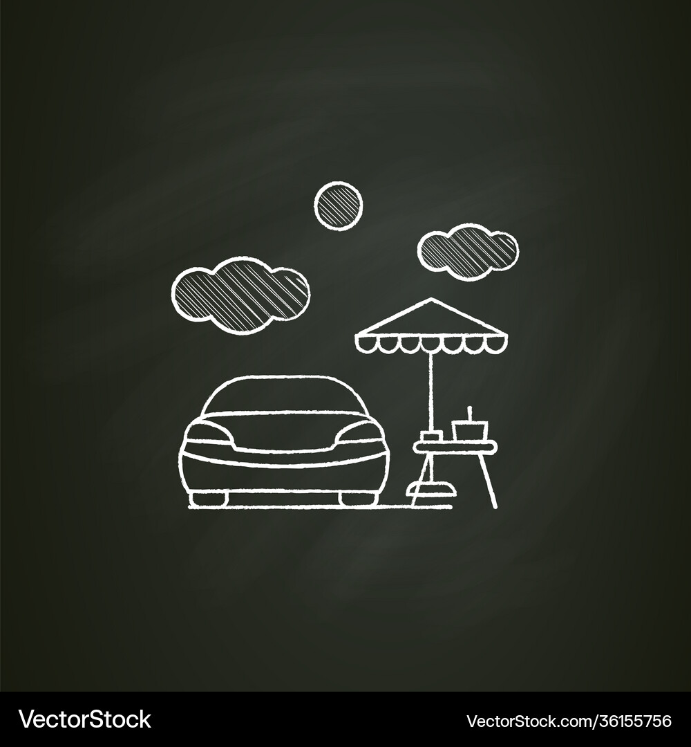 Picnic near car chalk icon Royalty Free Vector Image