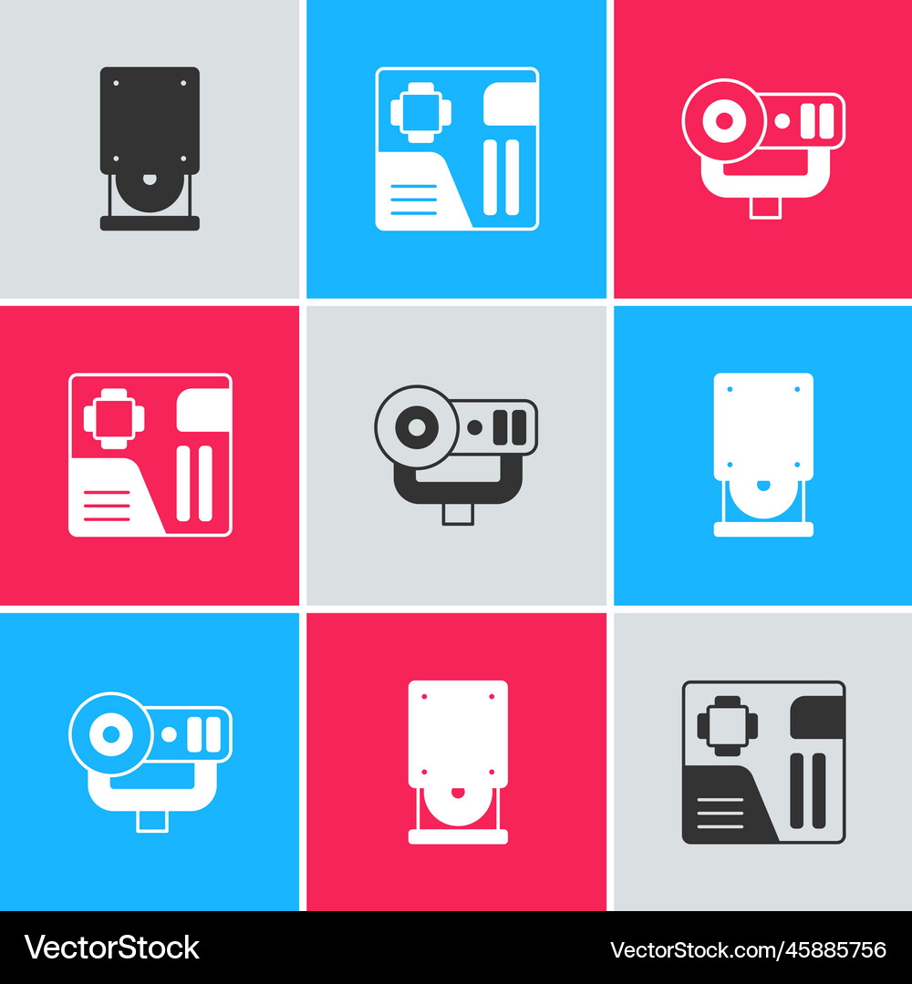 Set optical disc drive motherboard digital chip Vector Image