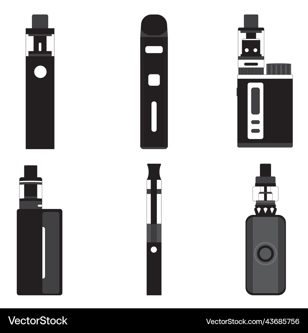 Silhouette of vape smoking tools Royalty Free Vector Image