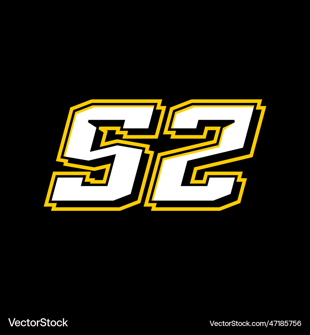 Sport racing number template 52 Royalty Free Vector Image