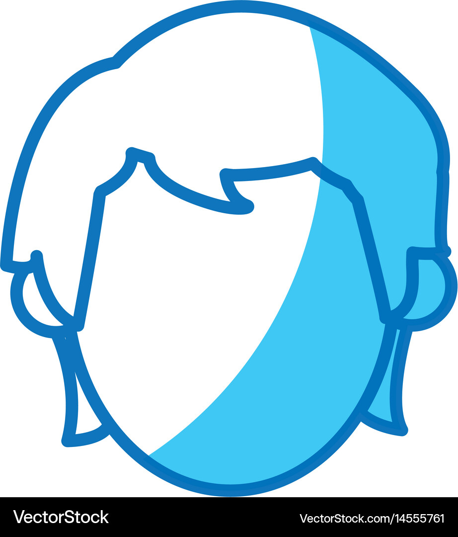 Blue outline head no face man character Royalty Free Vector