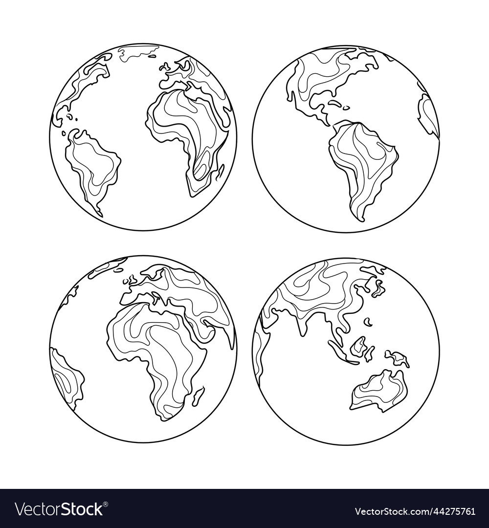 Earth planet sketch set Royalty Free Vector Image Earth planet sketch set Royalty Free Vector Image