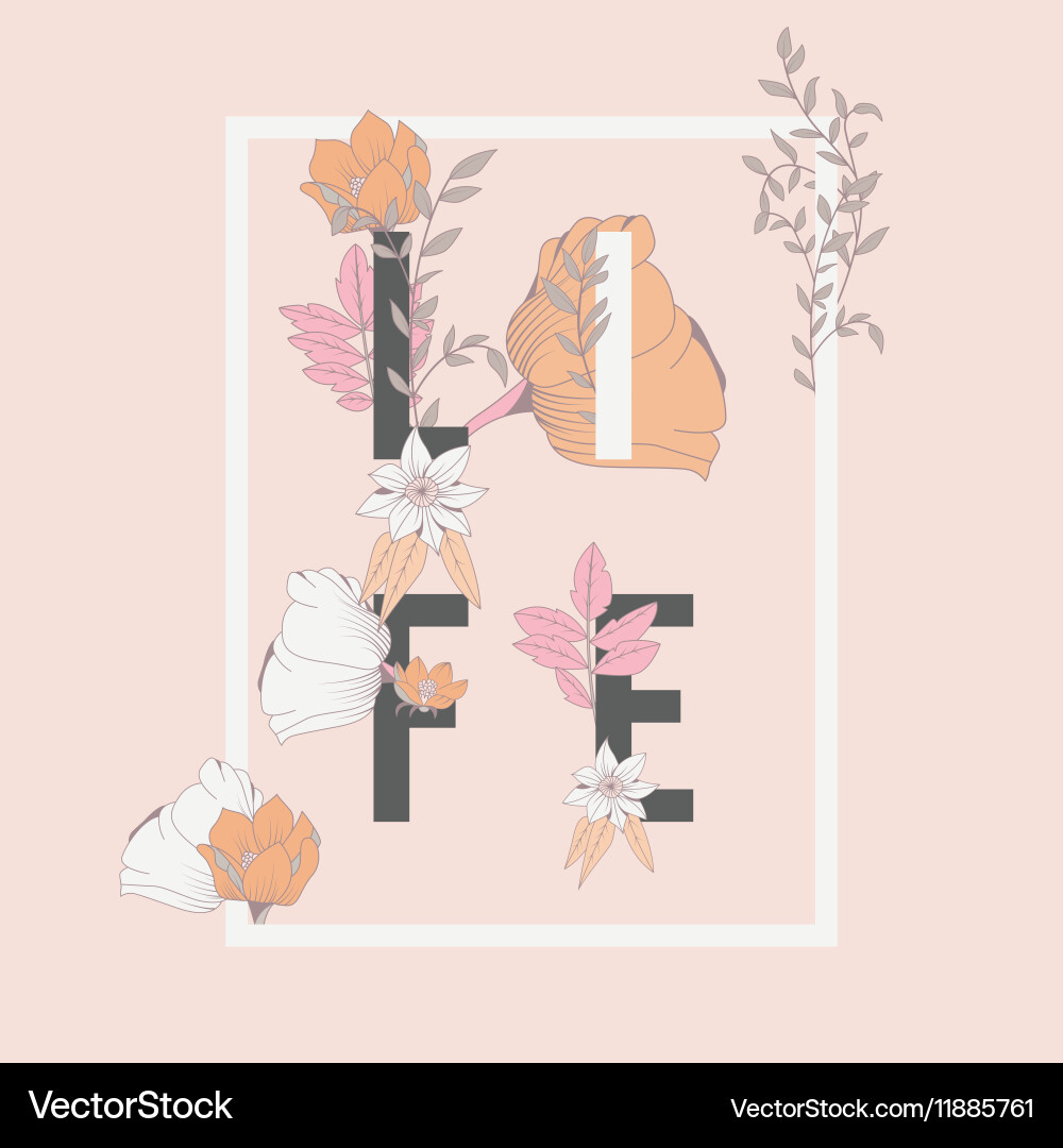 Flowers typography poster design text and florals Vector Image