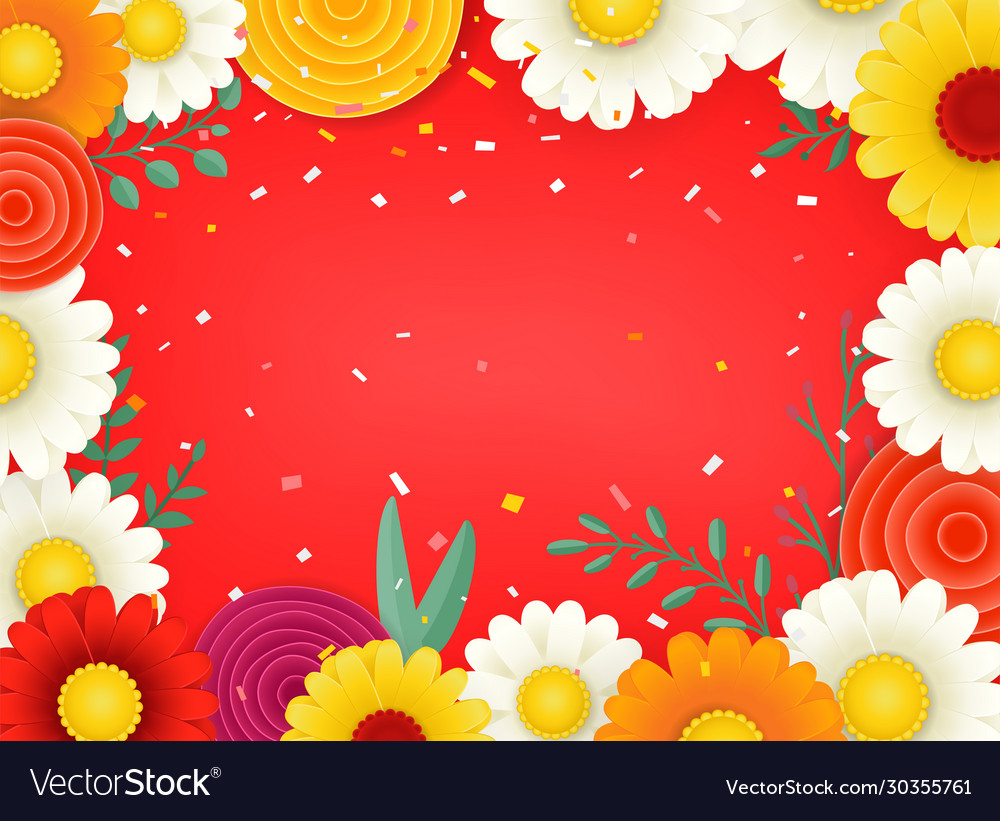 Frame with color flowers copy space for a text Vector Image