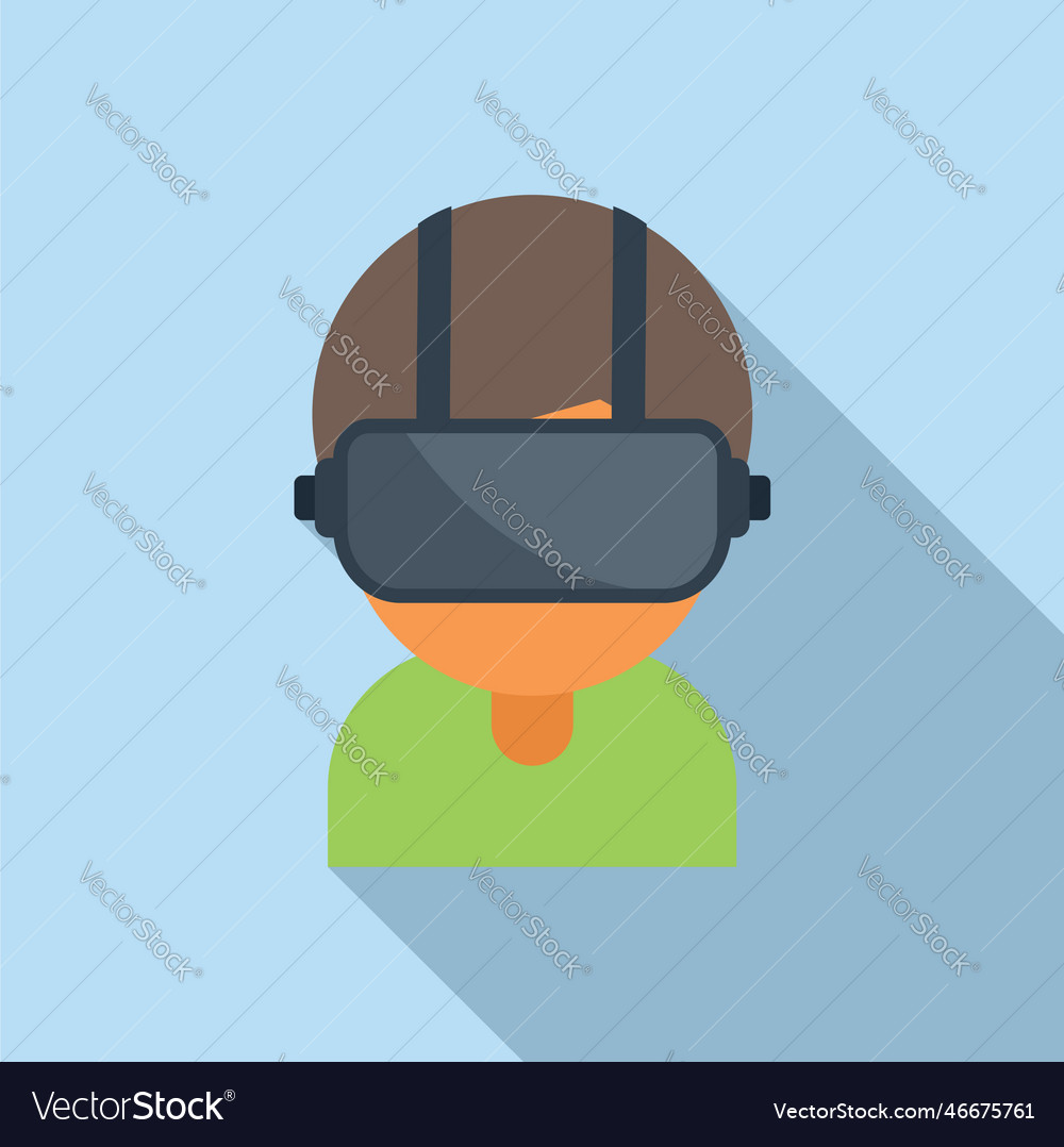 Human headset tech icon flat virtual Royalty Free Vector