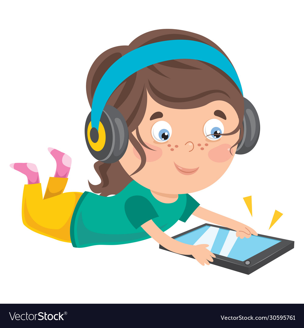 Kid using technology Royalty Free Vector Image