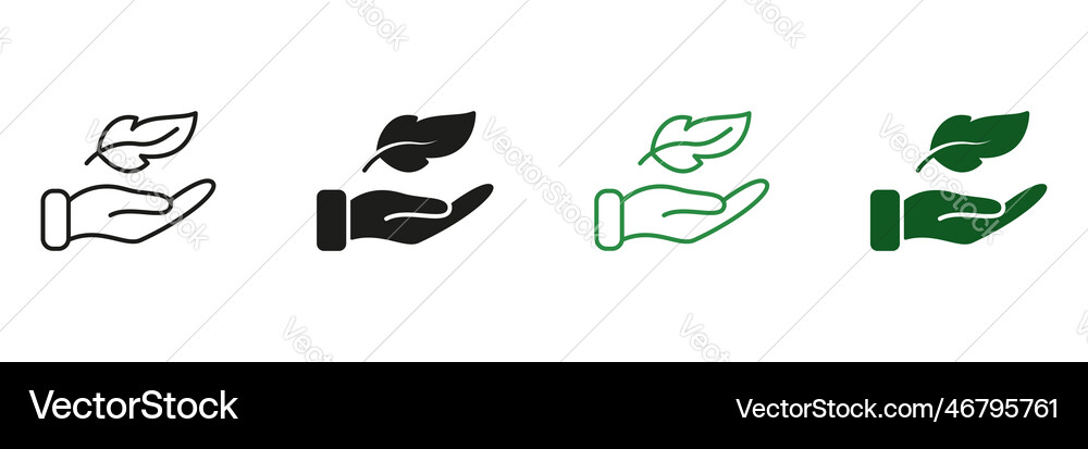 Lightweight feather on hand silhouette and line Vector Image