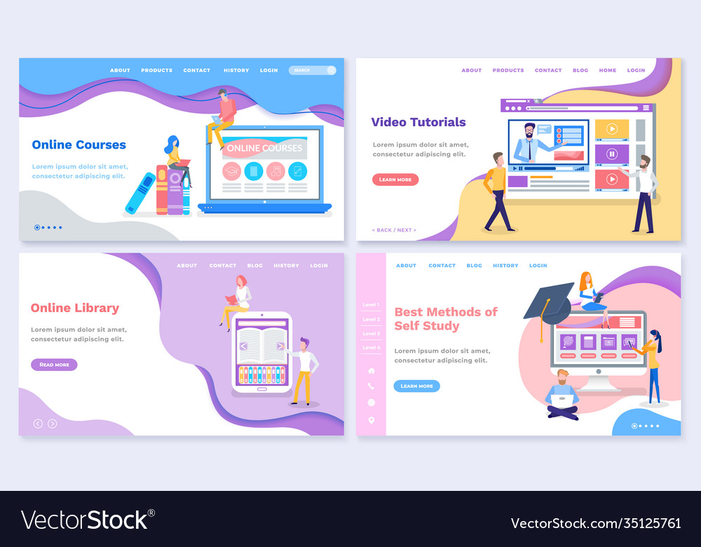 Online courses and video tutorials for students Vector Image
