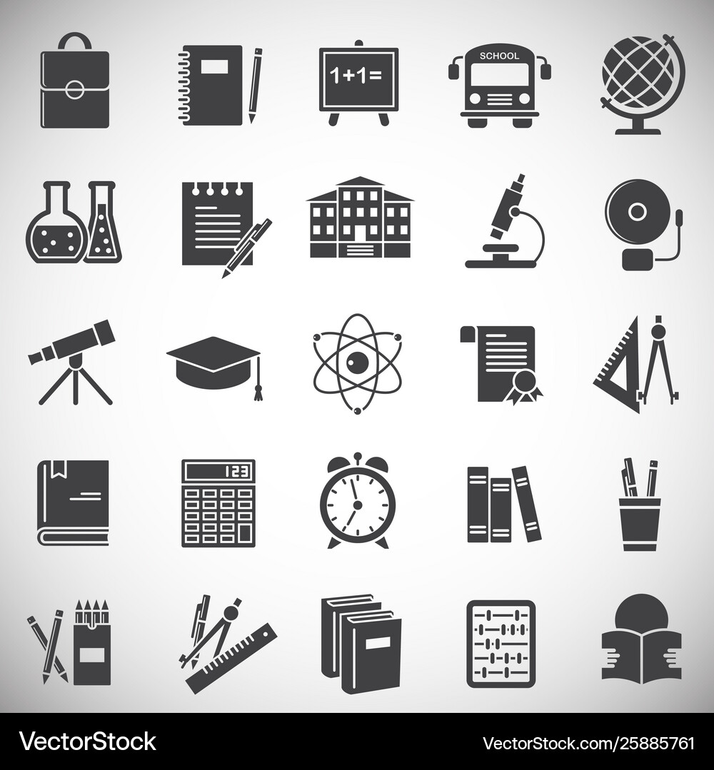 School related icons set on background for graphic