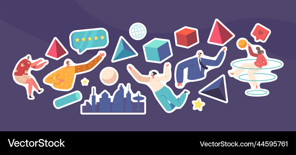 Set of stickers metaverse augmented reality Vector Image