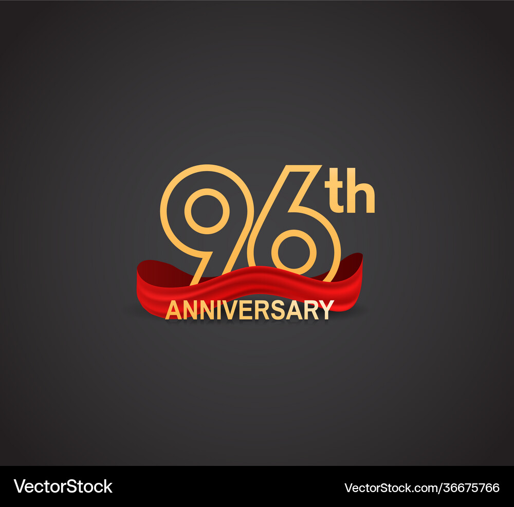 96 anniversary logotype design with line golden Vector Image