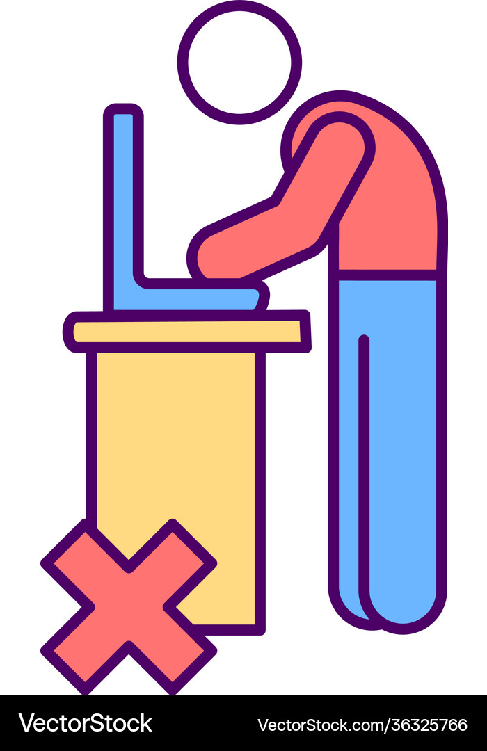 Awkward working posture rgb color icon Royalty Free Vector