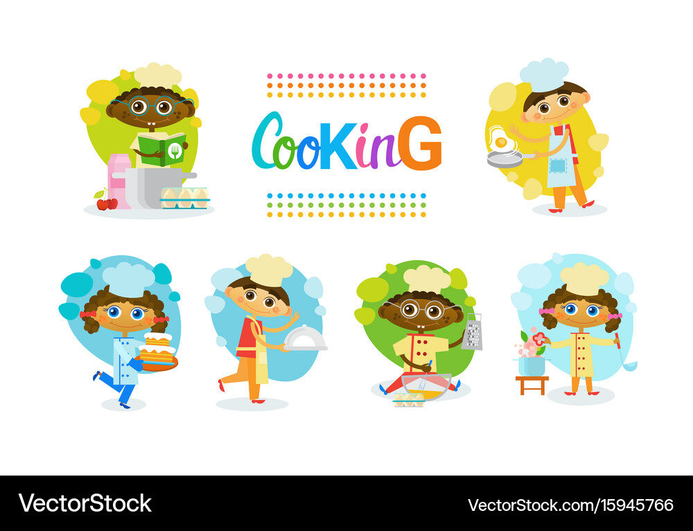 Cooking with kids children culinary classes hobby Vector Image