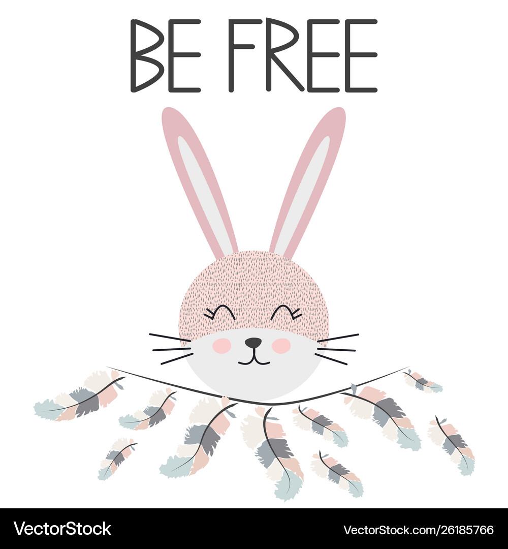 Cute sweet little rabbit smiling face Royalty Free Vector