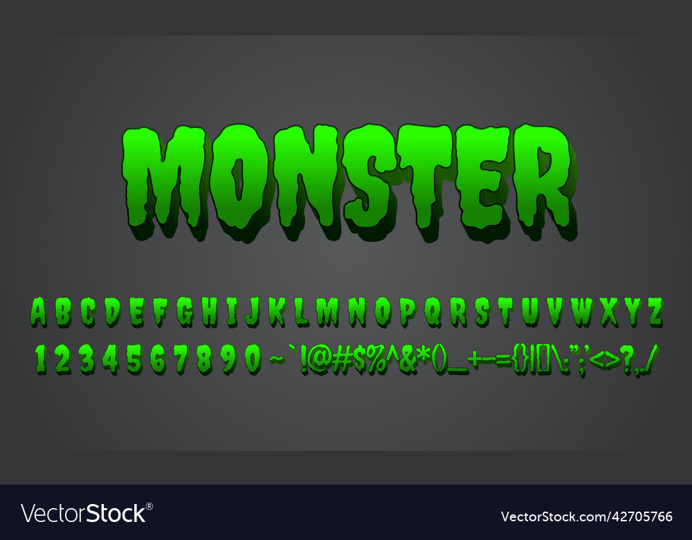 Editable text effect - monster Royalty Free Vector Image