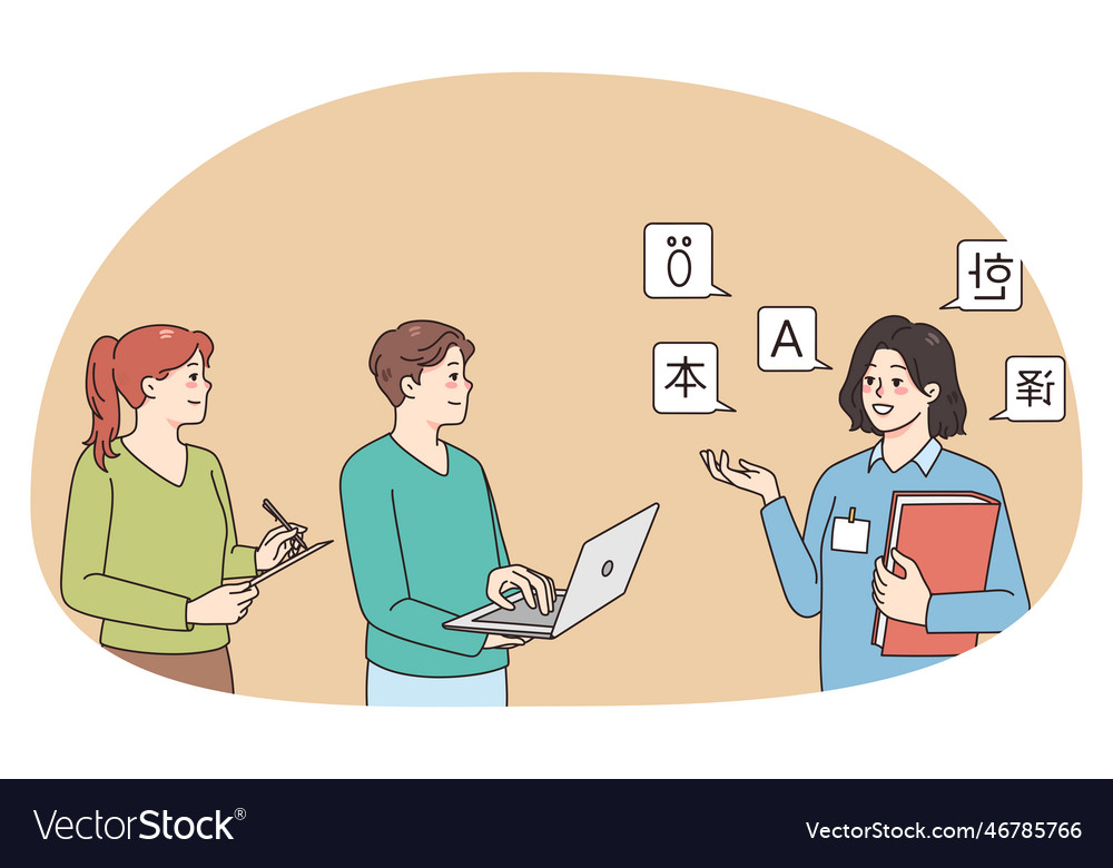 Female teacher of foreign languages lesson Vector Image