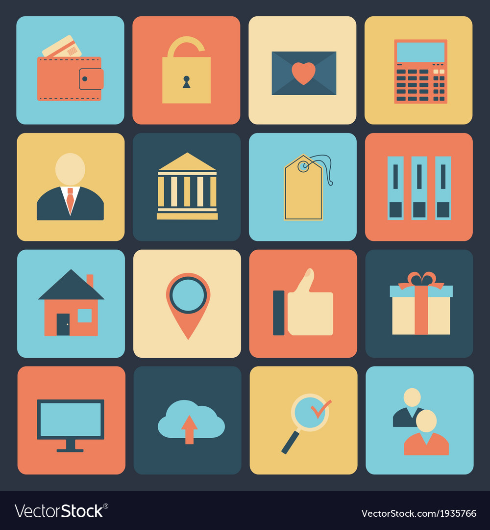 Flat set of modern icons Royalty Free Vector Image