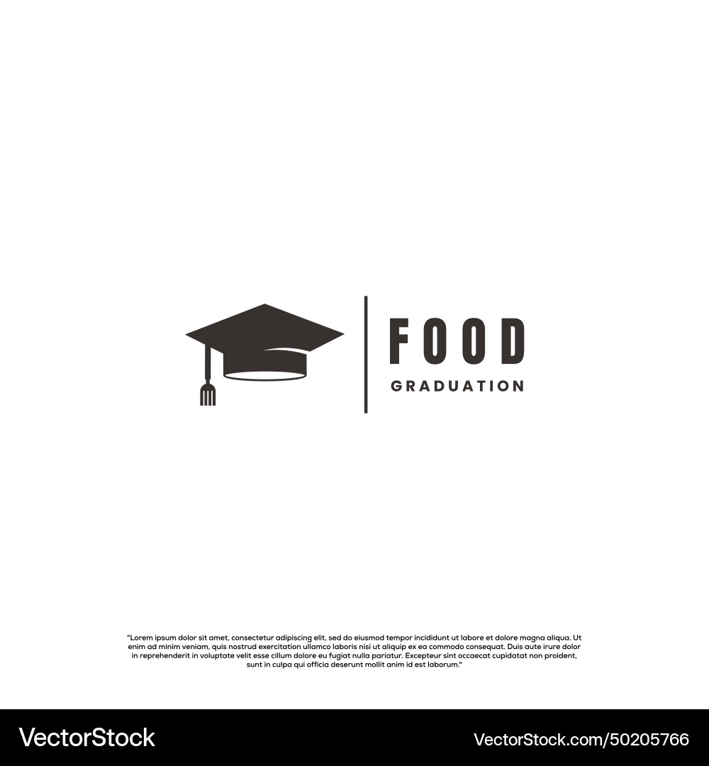Graduation food logo design cap Royalty Free Vector Image