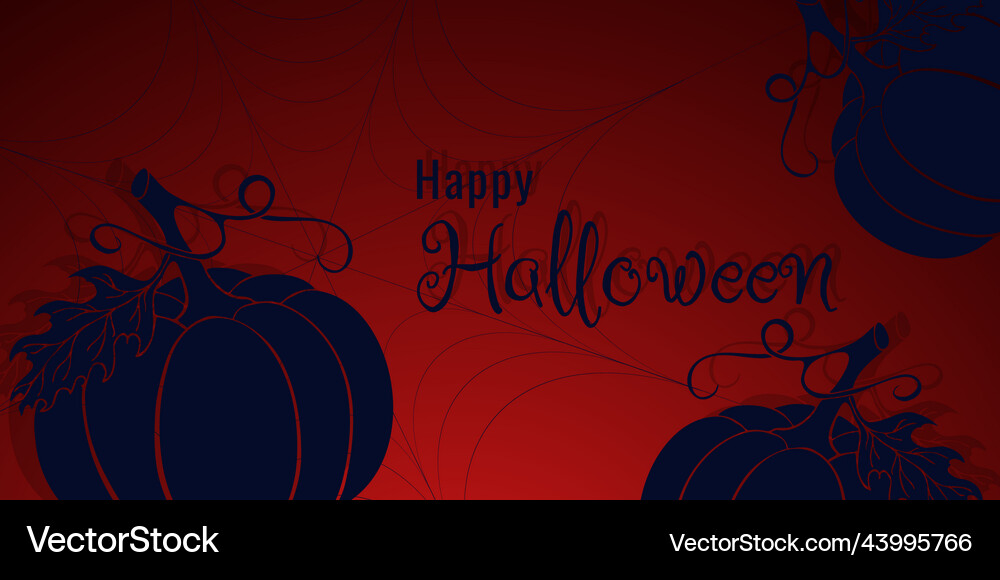Happy halloween dark red banner with web Vector Image