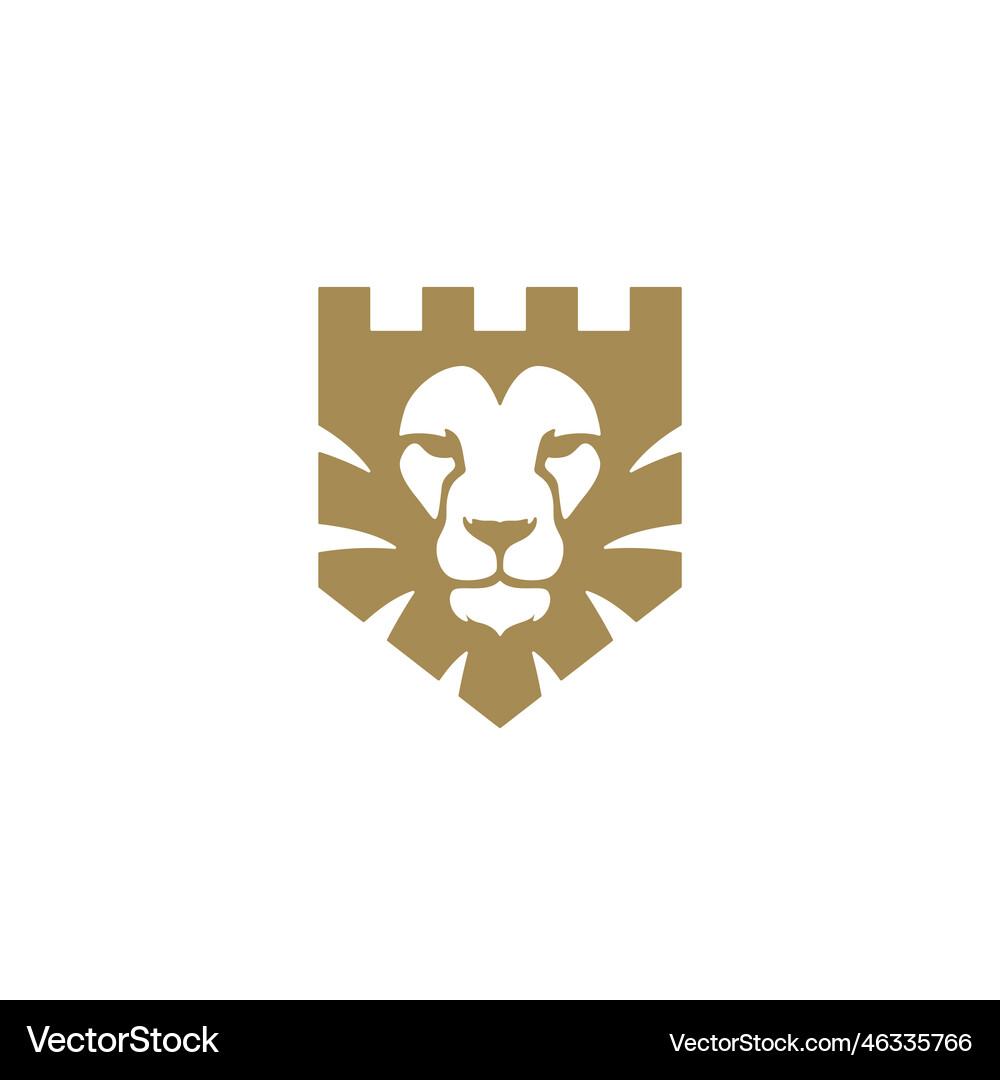 Lion fortress castle shield protection security Vector Image