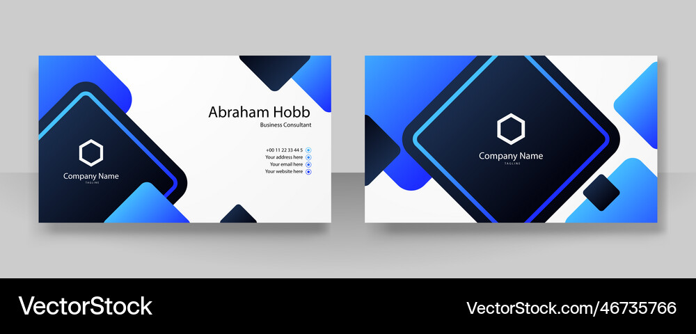 Modern blue business card design Royalty Free Vector Image
