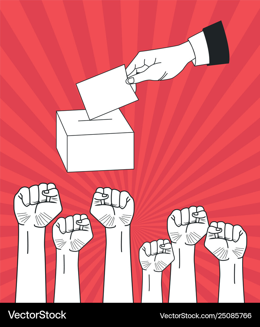 Raised fists hand and voting Royalty Free Vector Image