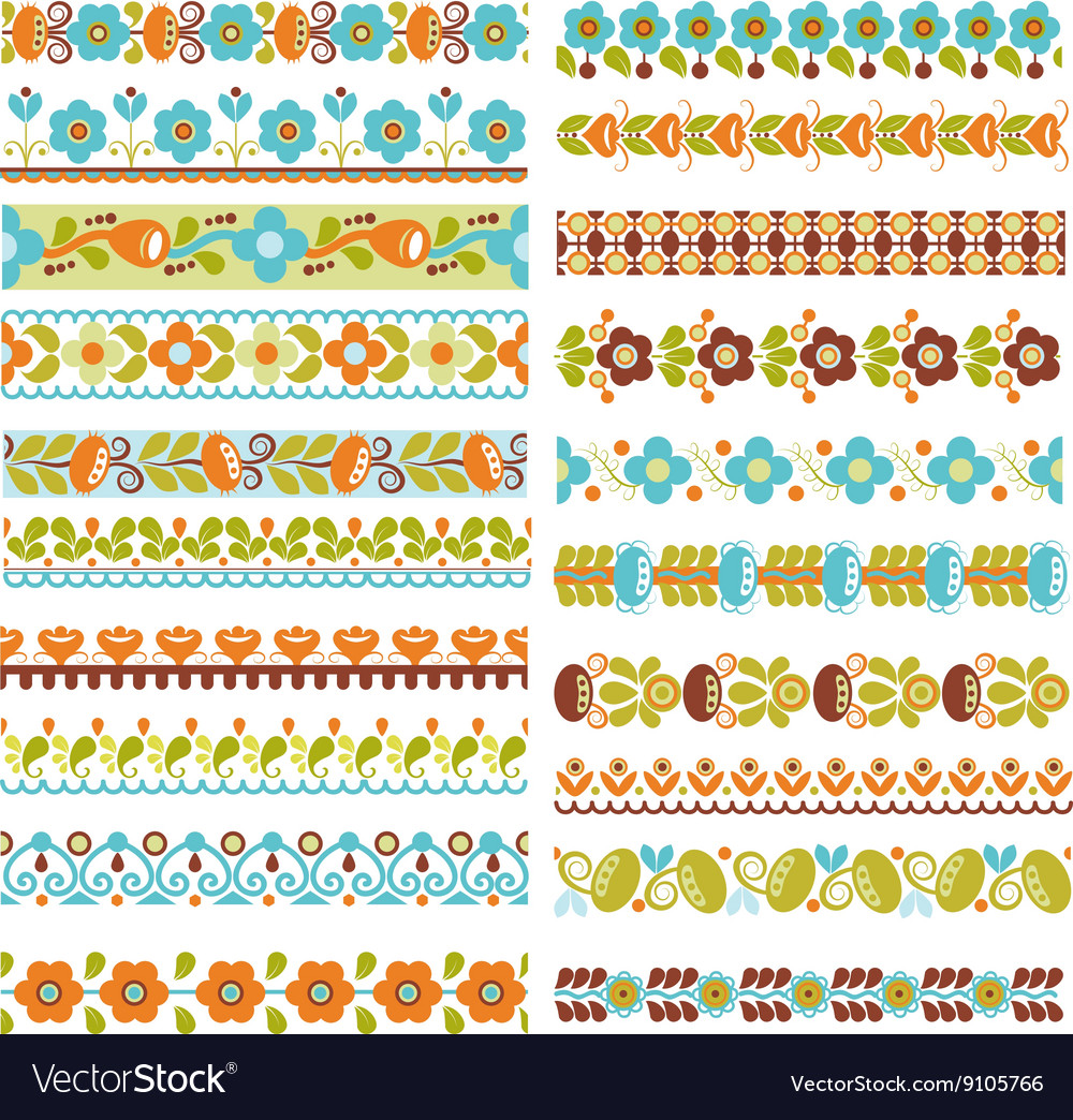 Seamless Borders Colour Royalty Free Vector Image