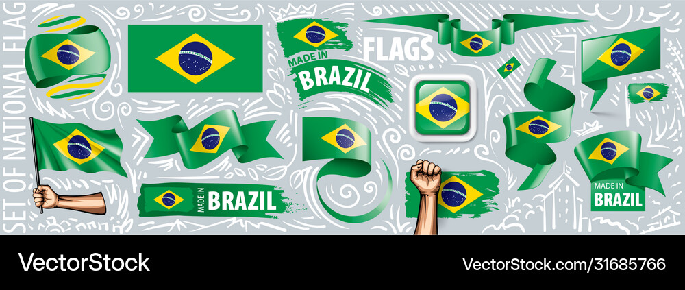 Set national flag brazil Royalty Free Vector Image