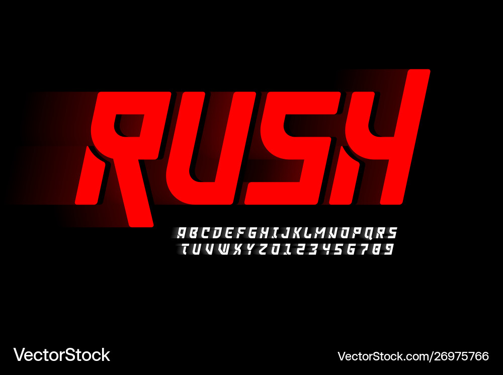 Speed style font design alphabet and numbers Vector Image