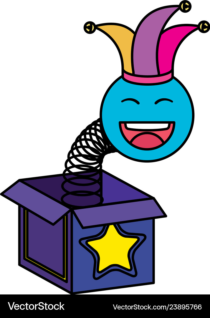 Surprise box with happy fool face Royalty Free Vector Image