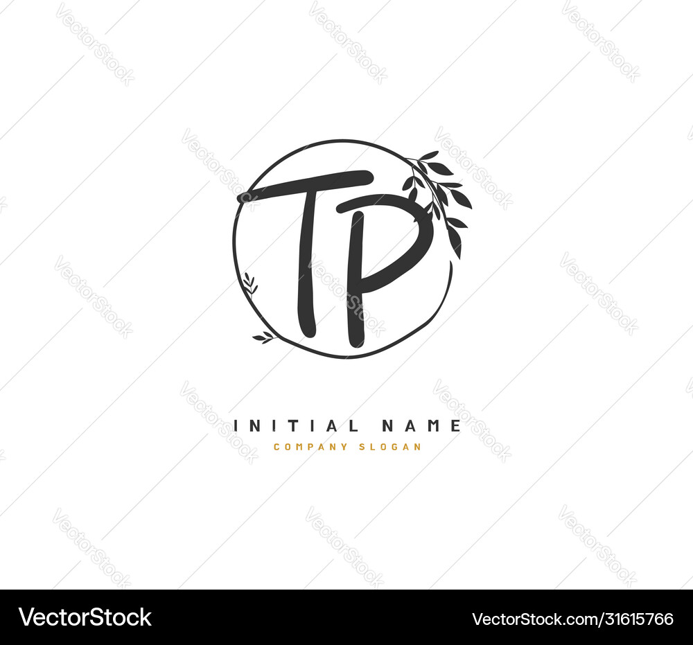 T p tp beauty initial logo handwriting logo Vector Image