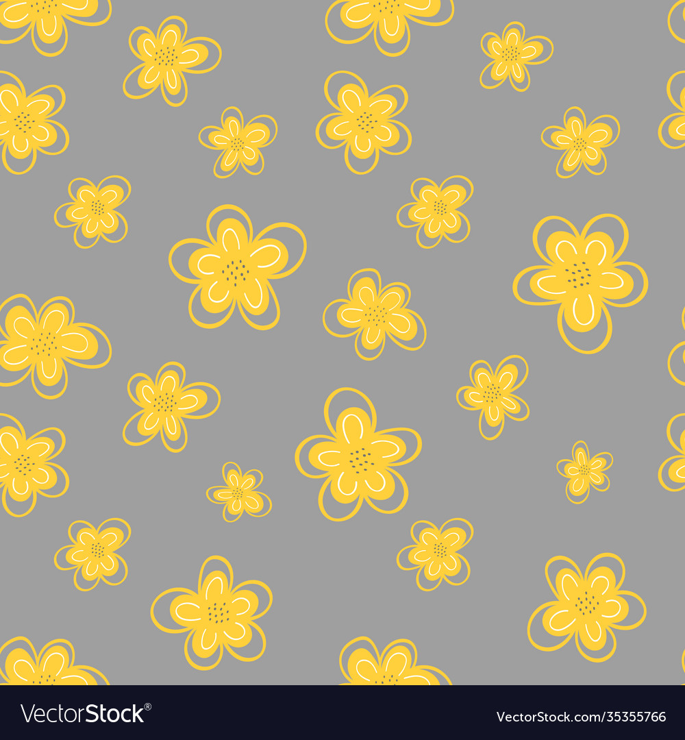 Yellow flowers daisies seamless pattern Royalty Free Vector
