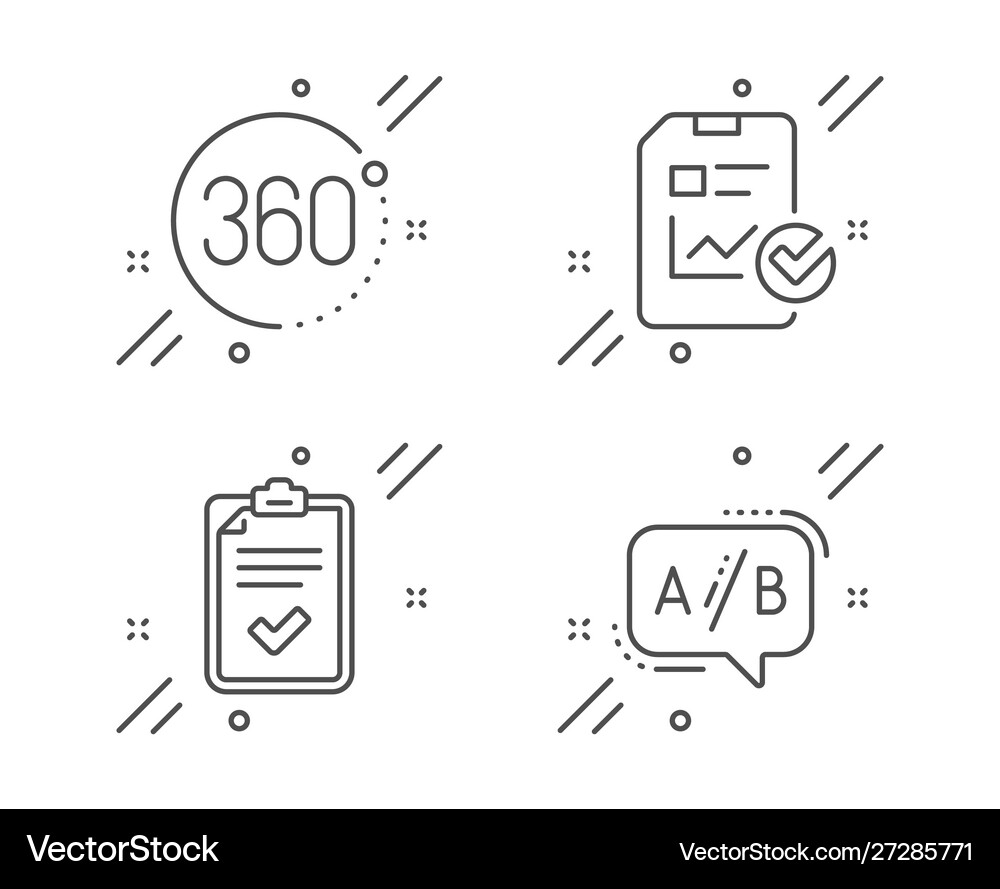 360 degrees report checklist and checklist icons Vector Image