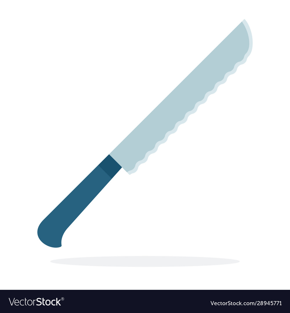 Bread knife flat material design isolated object Vector Image