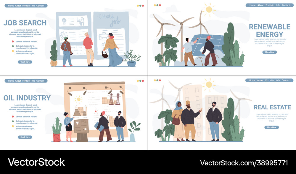 Cartoon flat characters look at information stands