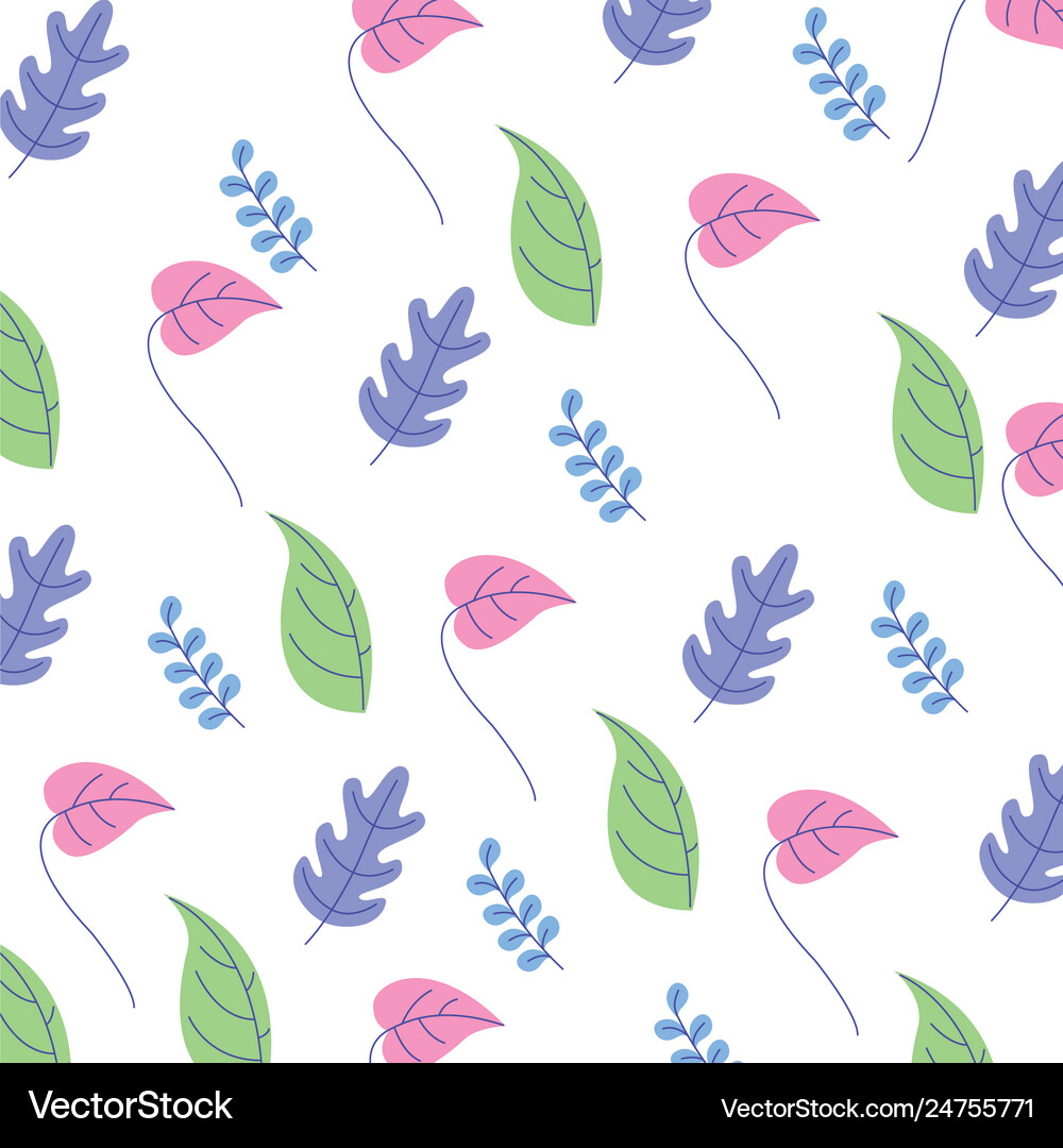 Floral nature leaves foliage botanical pattern Vector Image
